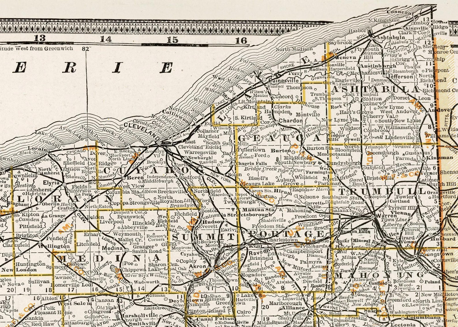 Ohio State Map 1891 Vintage Map of Ohio State in High - Etsy