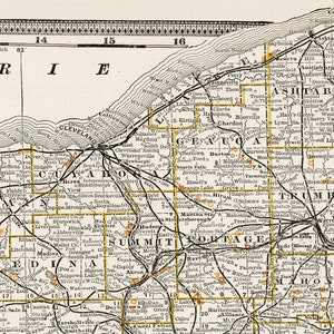 Ohio State Map 1891, Vintage Map of Ohio State in High Resolution ...