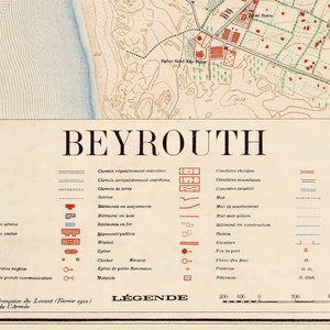 Beirut Map in 5 Sizes up to 60x40″ Old Map of Beirut, Lebanon 1922 in ...
