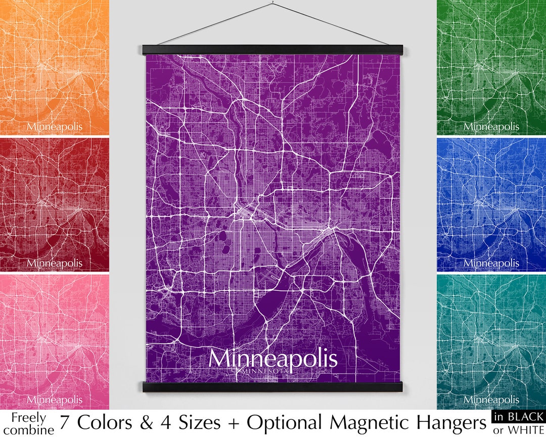 Minneapolis Map Print Poster, Map of Minneapolis, MN Minimalist Art, 7 ...