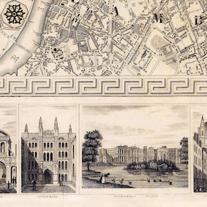 London Map 1838, Vintage Map of London, UK in High Resolution Prints up ...