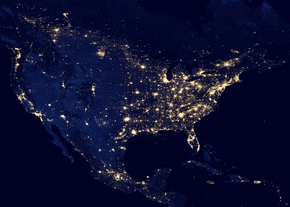 Night Satellite Map Of China