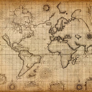 Pirate Map of the World in 6 Sizes up to 60x40″ (150x100 Cm) Old ...