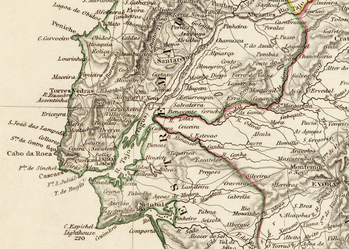 Map of Portugal 1831 Vintage Portugal Map in High Resolution - Etsy