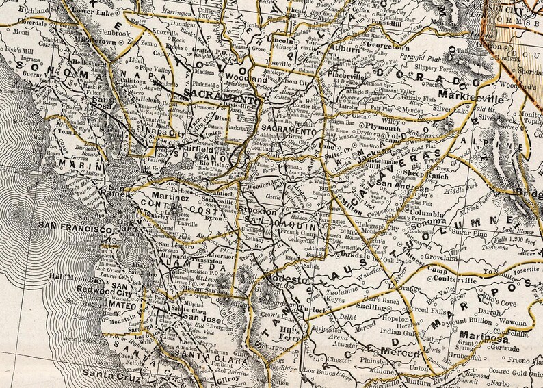 California State Map 1891 Old Map of California in High - Etsy