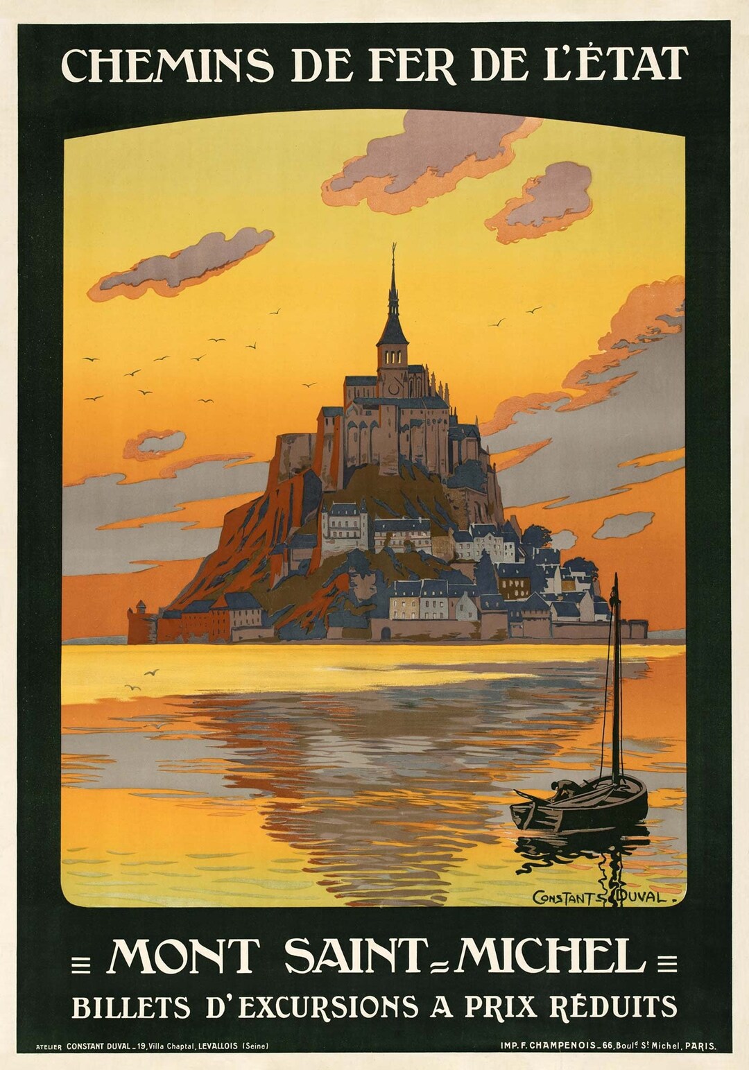 Mont Saint Michel Poster, Classical Travel Poster of Mont-saint-michel ...