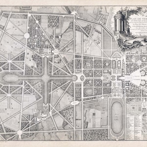 Map of Versailles in 6 Sizes up to 60x40″ (150x100 Cm) Old Baroque Plan ...