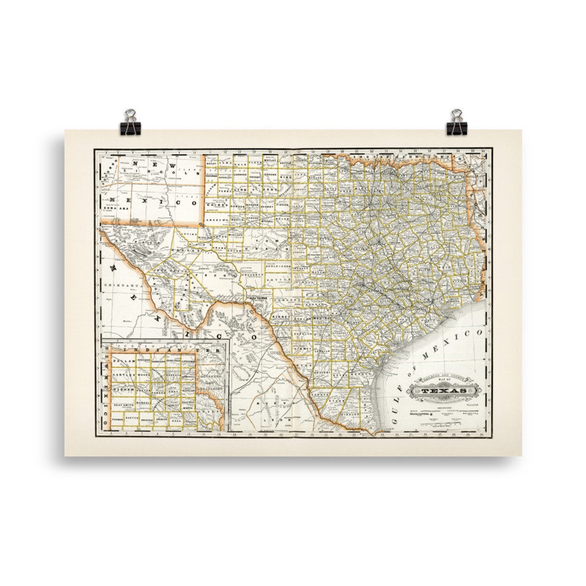 Texas State Map 1891 Vintage Map of Texas State in High | Etsy