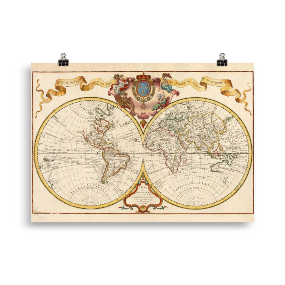 World Map 1720 Vintage Map of the World in High Resolution | Etsy
