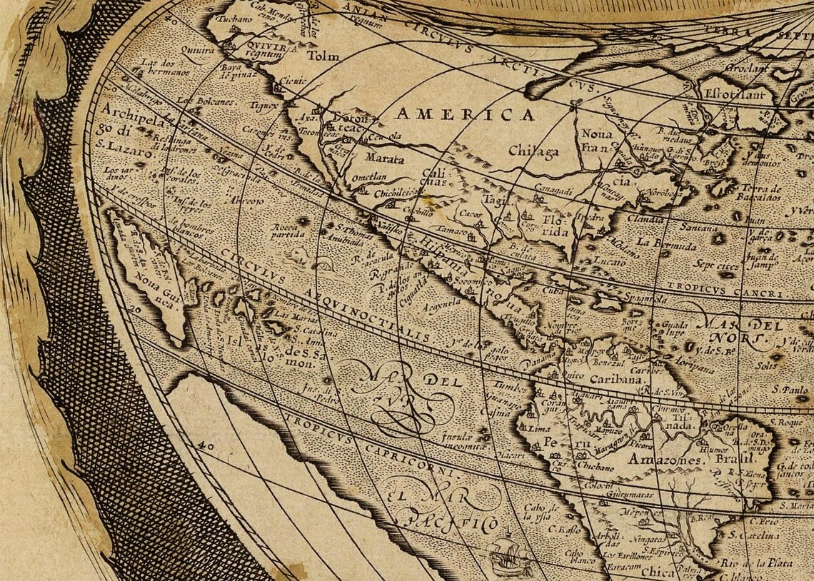 Fools Cap Map of the World 1590 Mysterious World Map in High - Etsy