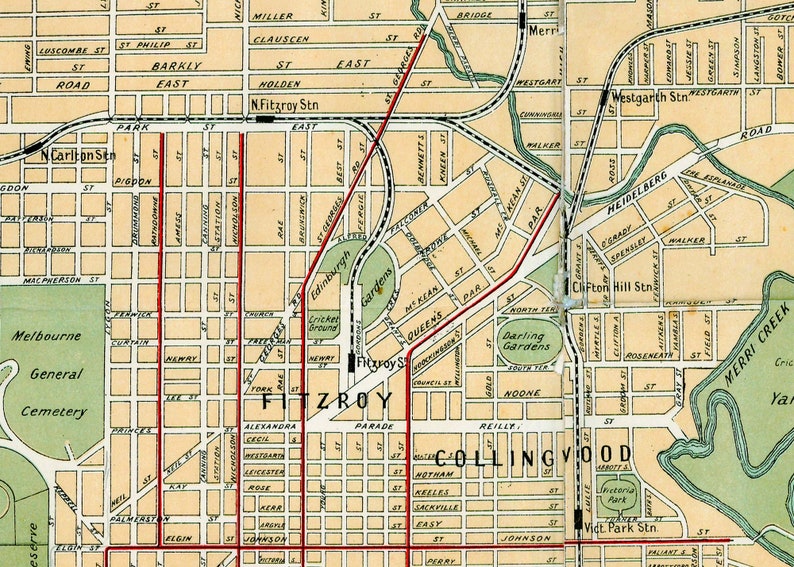 Melbourne Map 1912 Vintage Map of Melbourne Australia in - Etsy Australia