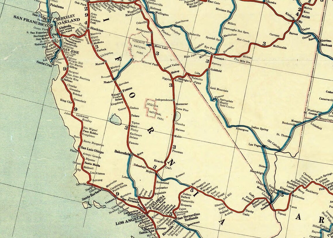 US Map 1915 Vintage Road Map of United States in High | Etsy