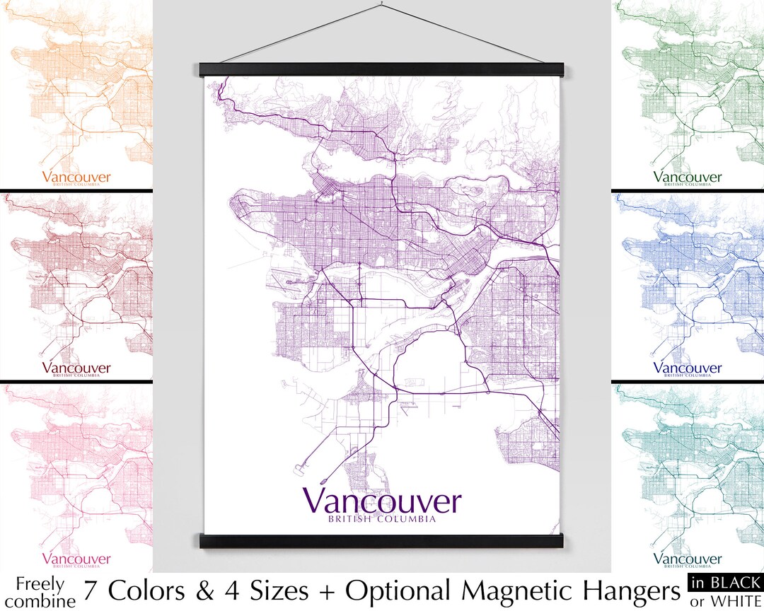 Vancouver Map Print Poster, Map of Vancouver BC, Canada Minimalist Art ...
