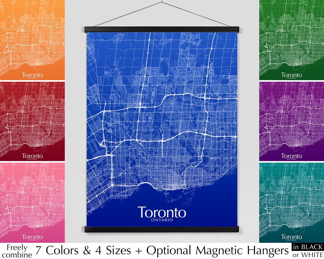 Toronto Map Print Poster, Map of Toronto ON, Canada Minimalist Art, 7 ...