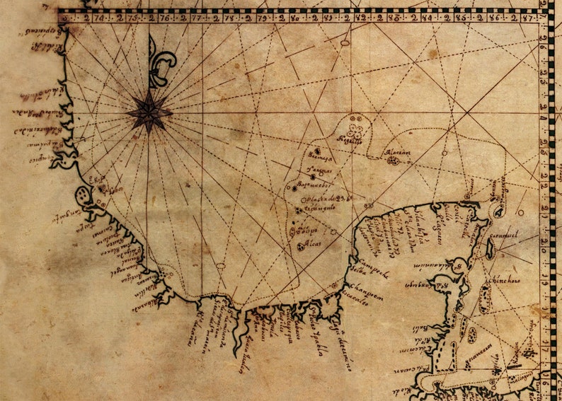 Caribbean Map 1770, Old Nautical Chart of the Caribbean & West Indies ...