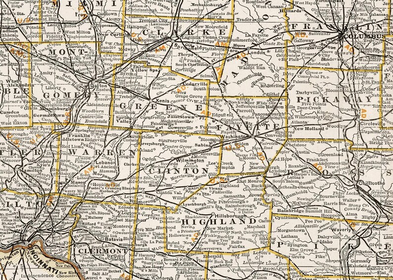 Ohio State Map 1891 Vintage Map of Ohio State in High - Etsy