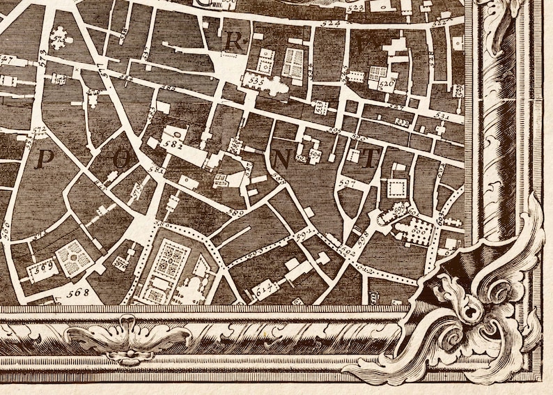 Vatican Map 1748, Old Map of Vatican City, Rome in High Resolution ...