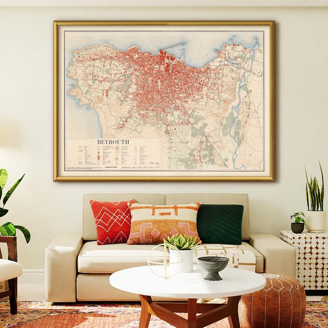 Beirut Map in 5 Sizes up to 60x40″ Old Map of Beirut, Lebanon 1922 in ...