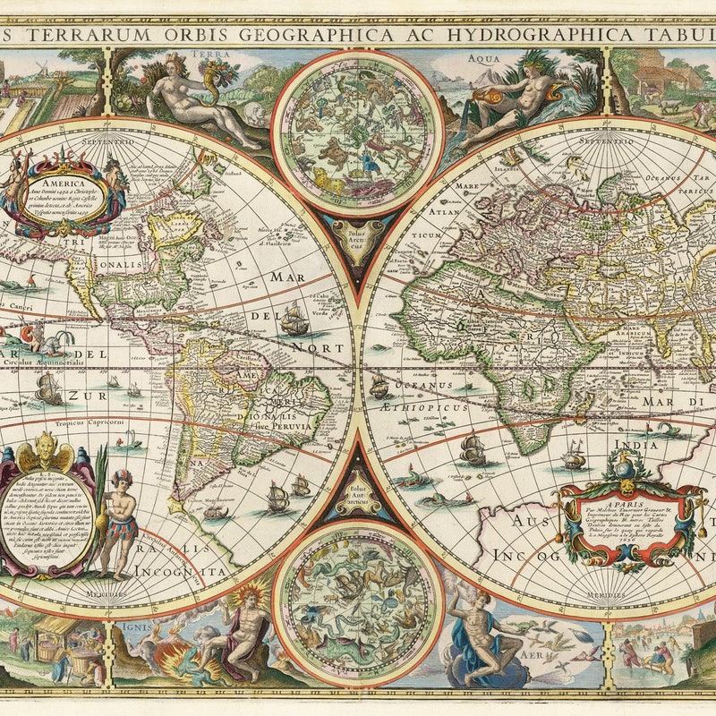 World Map Portrait - Etsy