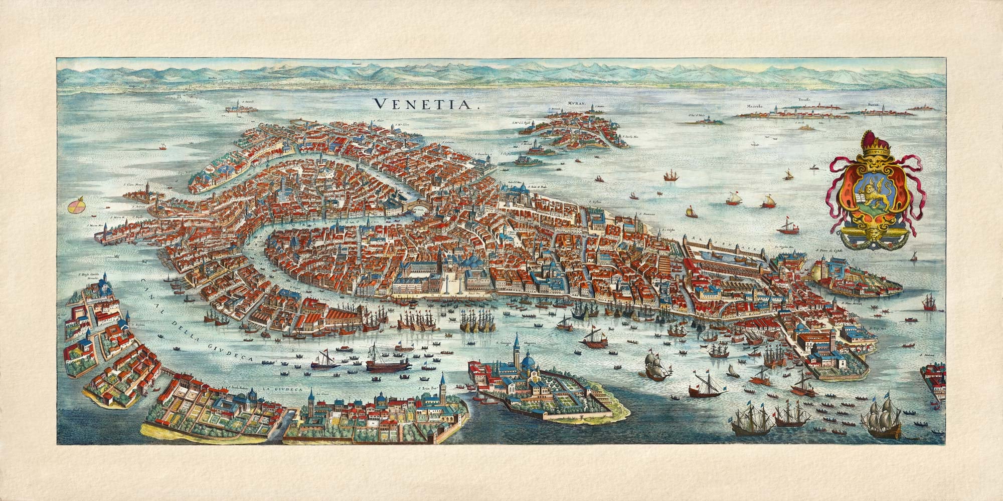 Alte Landkarte von Venedig 5 Größen bis 80x40″ (200 x 100 cm) Große ...