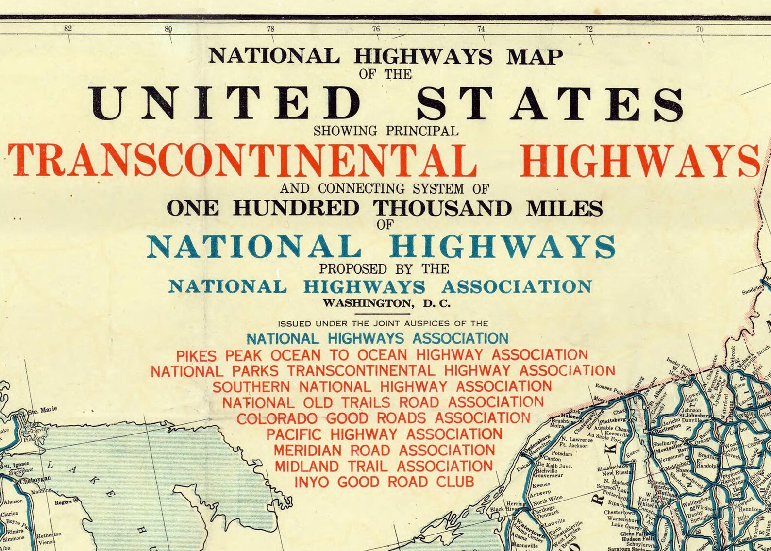 US Map 1915 Vintage Road Map of United States in High | Etsy