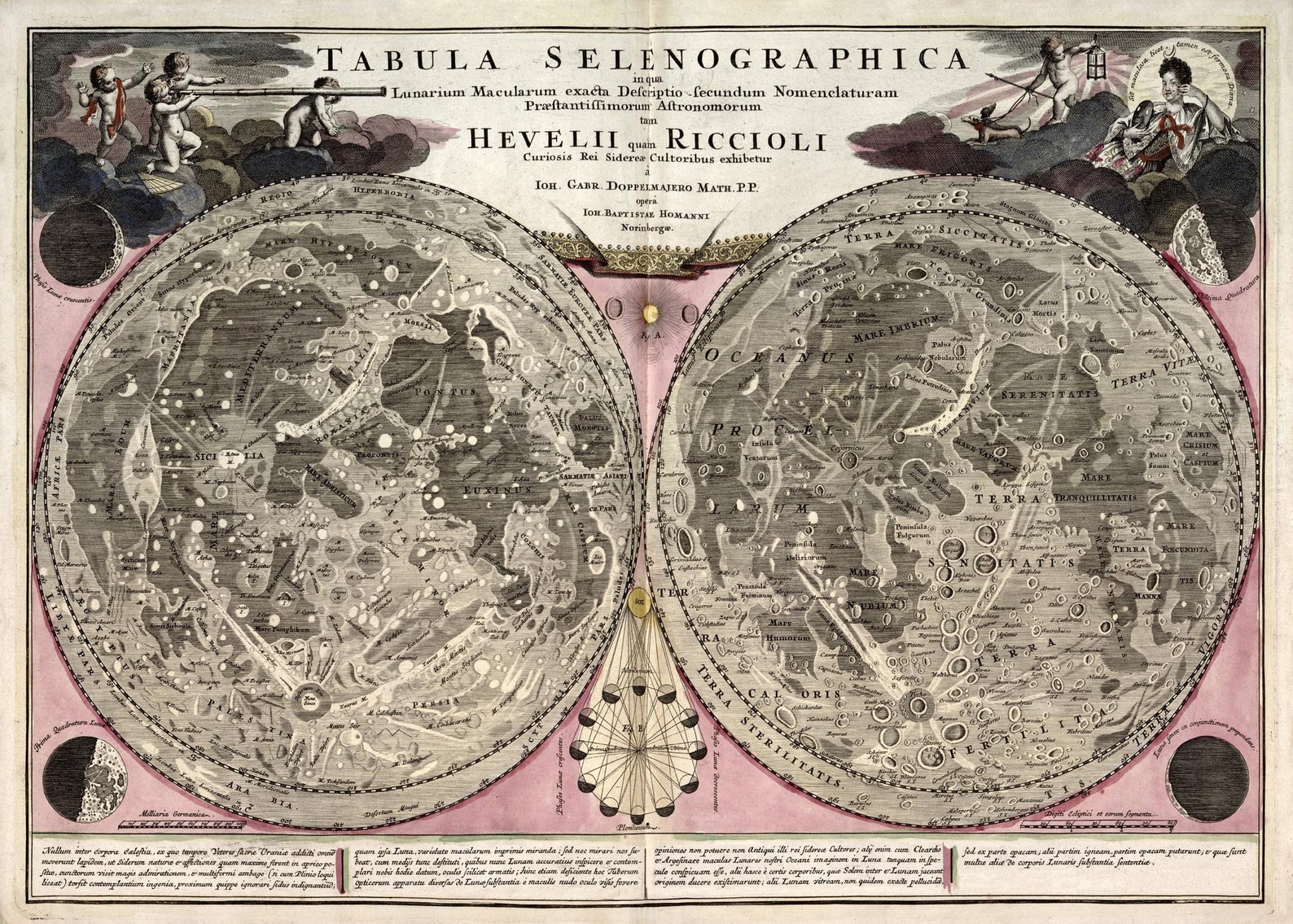 Moon Map 1708, Old Map of the Moon in High Resolution Prints up to ...
