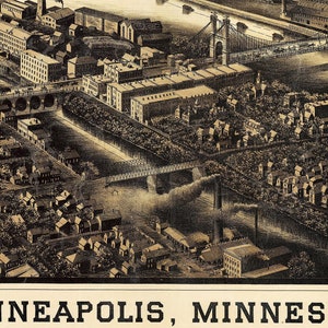 Minneapolis Map 1885, Vintage Map of Minneapolis, MN in High Resolution ...