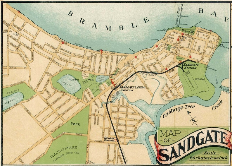 Brisbane Map 1920, Vintage Map of Brisbane, Australia in High ...