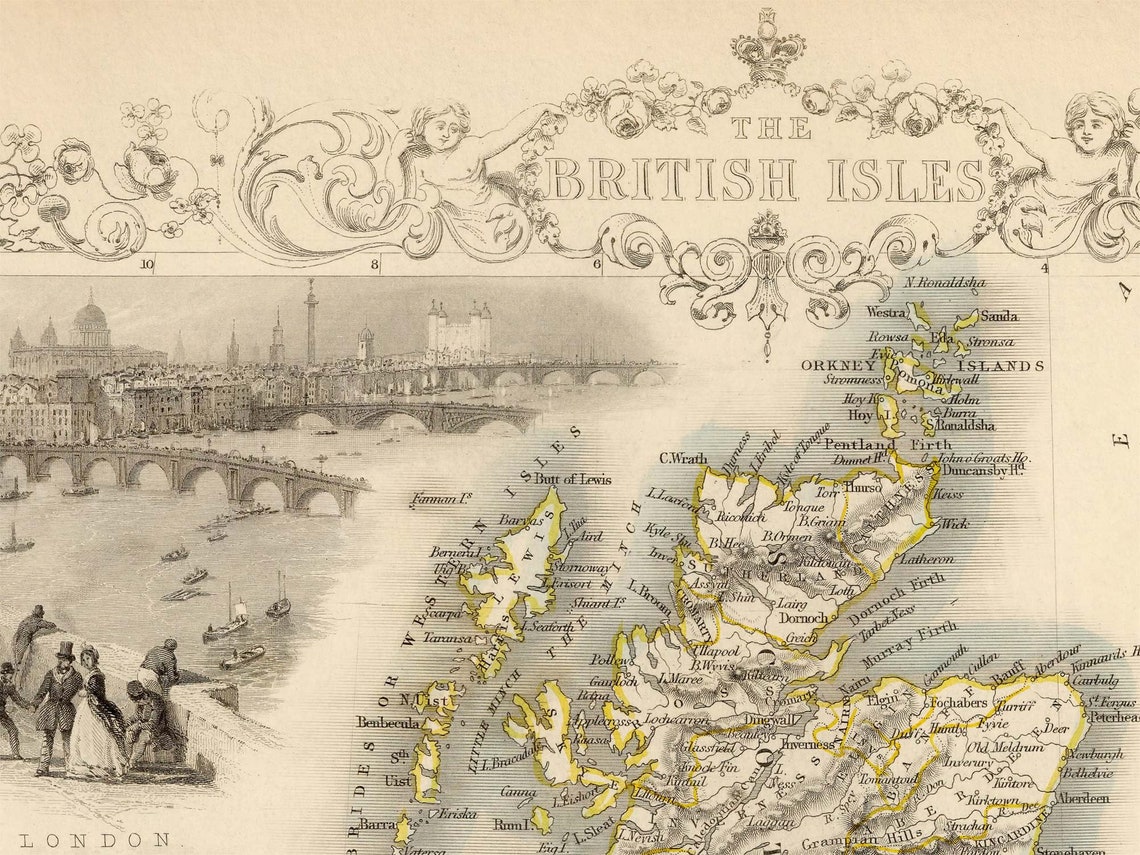 Map of UK and Ireland, Victorian British Map in 7 Sizes up to 40x53 ...