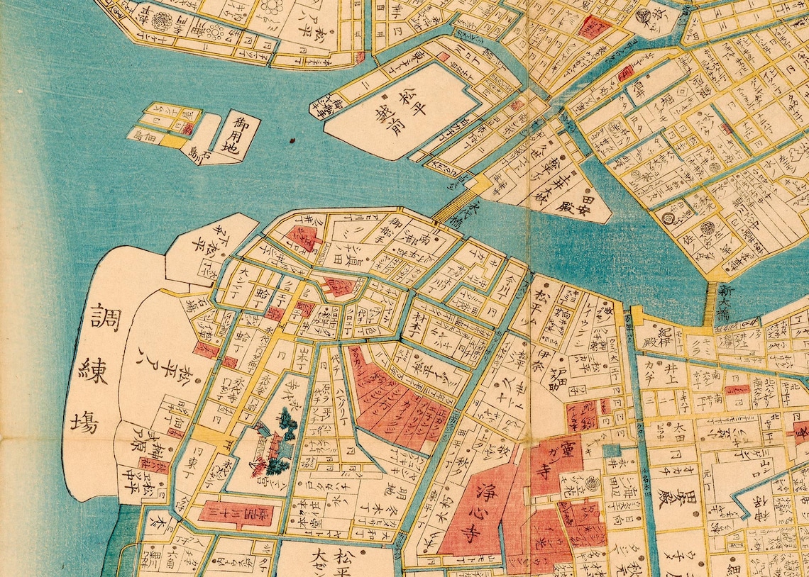 Tokyo Map 1860 Vintage Map of Tokyo Japan in High Resolution | Etsy