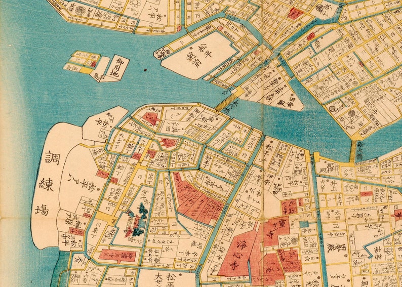 Tokyo Map 1860 Vintage Map of Tokyo Japan in High Resolution - Etsy
