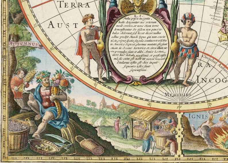 Map of the World 1636, Colorful Old World Map in High Resolution Prints ...