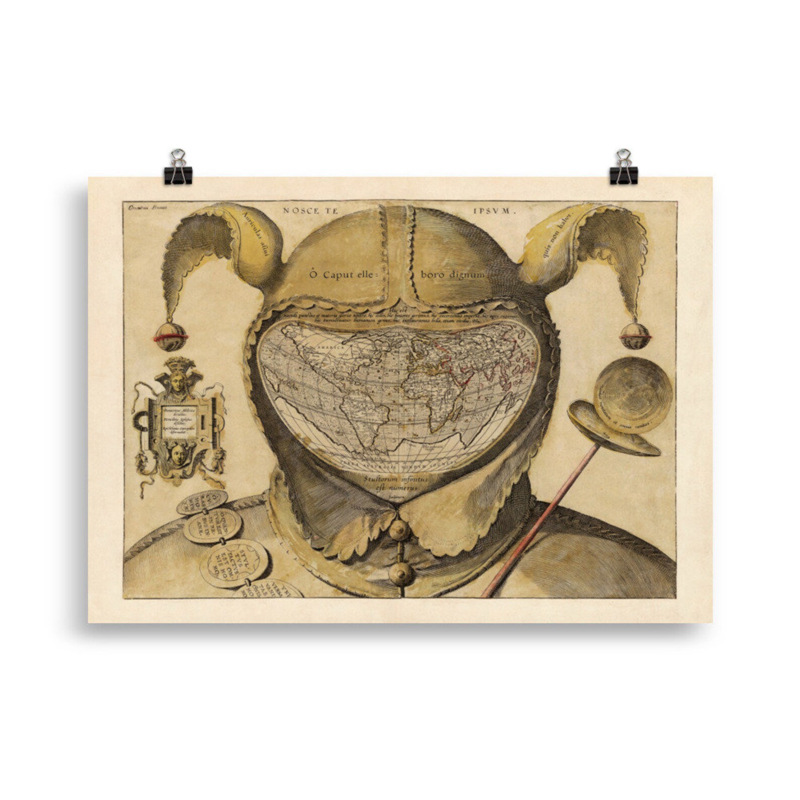 Fools Cap Map of the World 1590 Mysterious World Map in High | Etsy