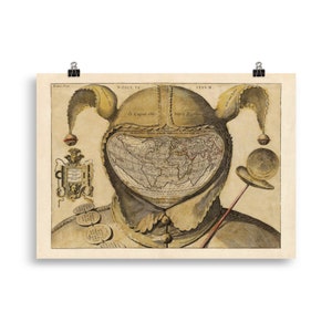 Fools Cap Map of the World 1590 Mysterious World Map in High | Etsy