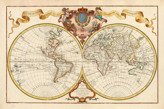 World Map 1720 Vintage Map of the World in High Resolution | Etsy