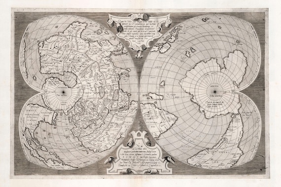 World Map 1564 Old Map of the World in High Resolution Prints | Etsy