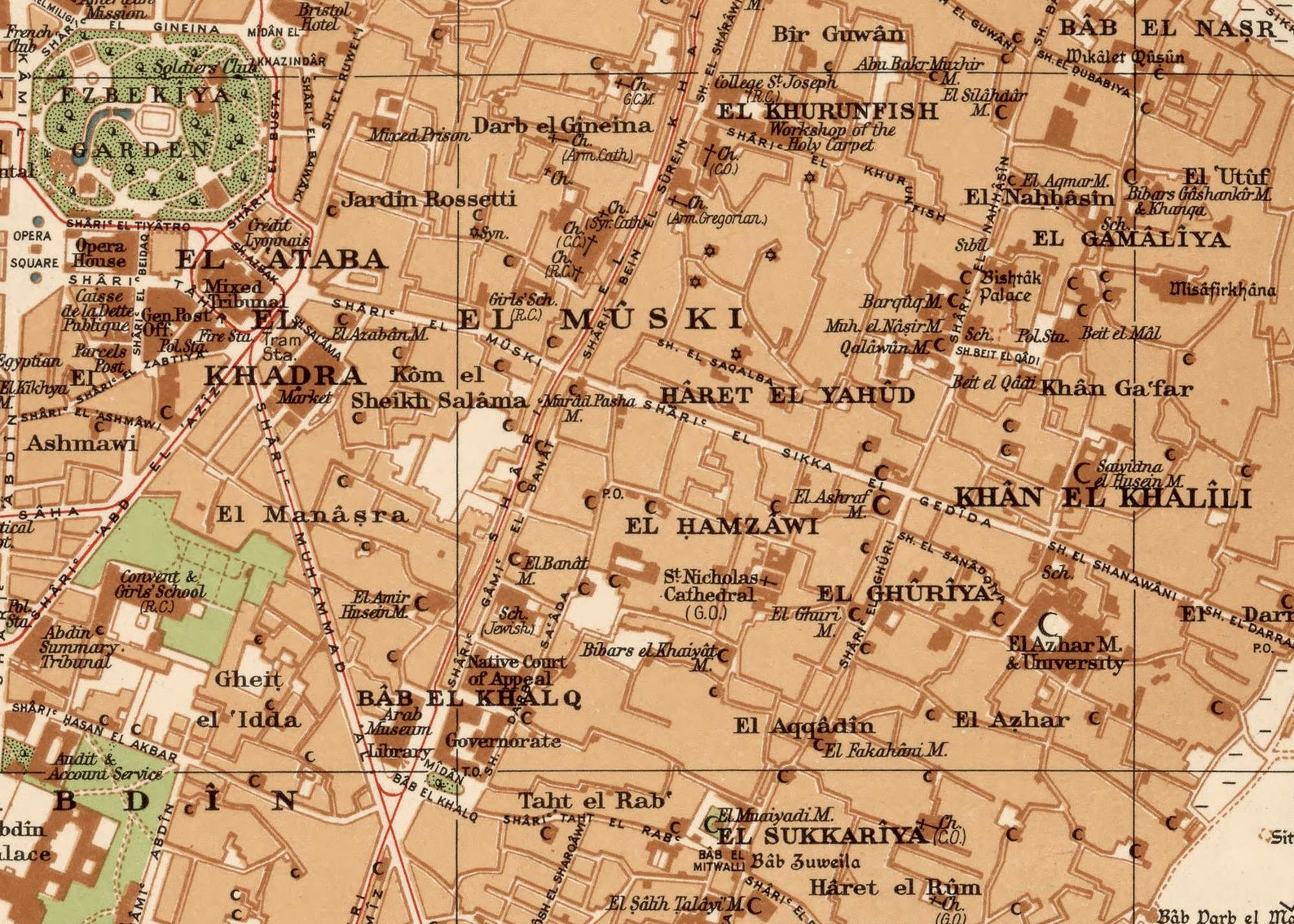 Map of Cairo, Egypt 1920 Old Cairo Map in High Resolution Prints up to ...