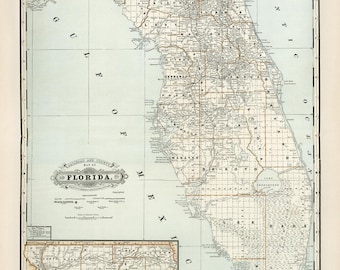 Old Florida Panhandle Lighthouse Map 1898 West FL Nautical - Etsy