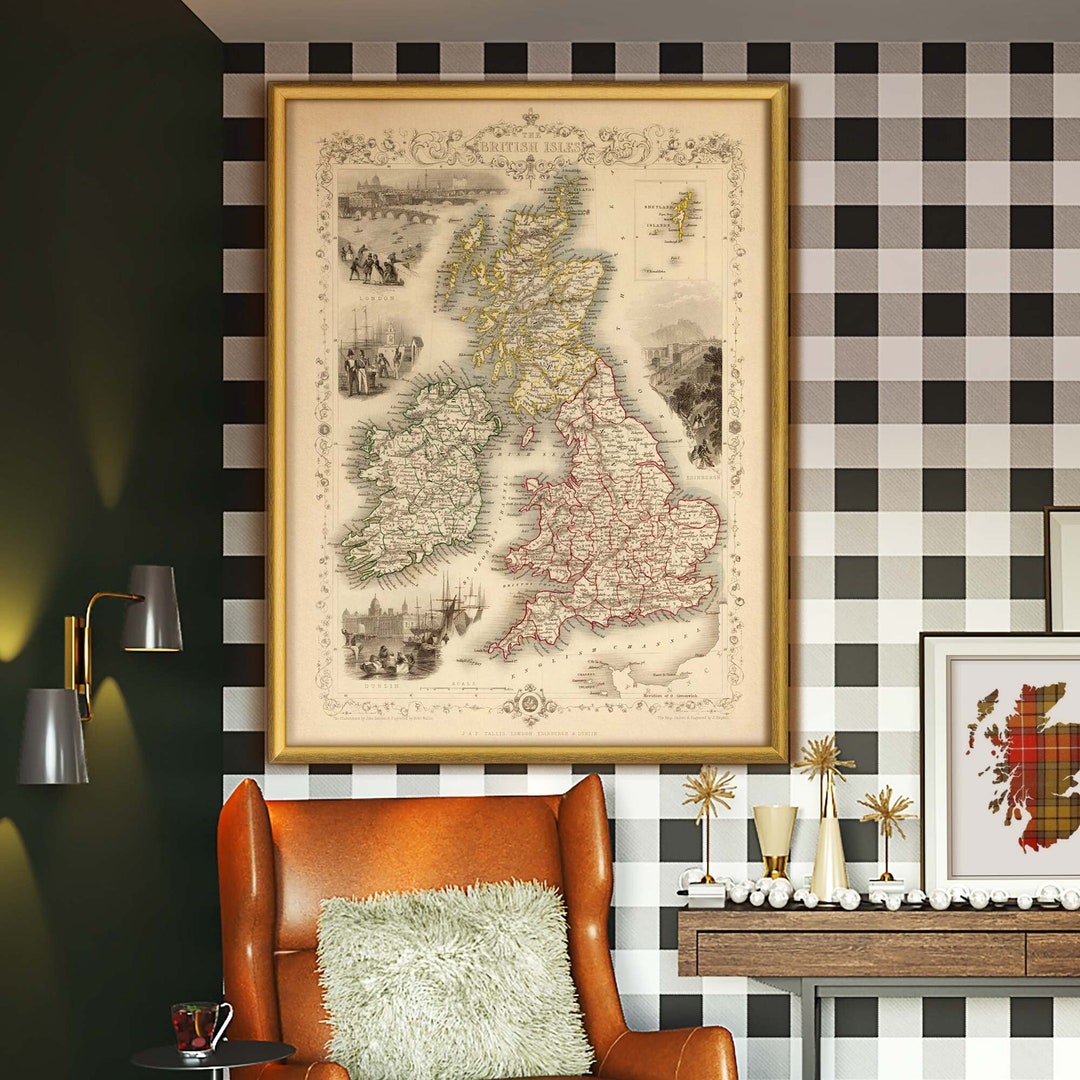 Map of UK and Ireland, Victorian British Map in 7 Sizes up to 40x53 ...