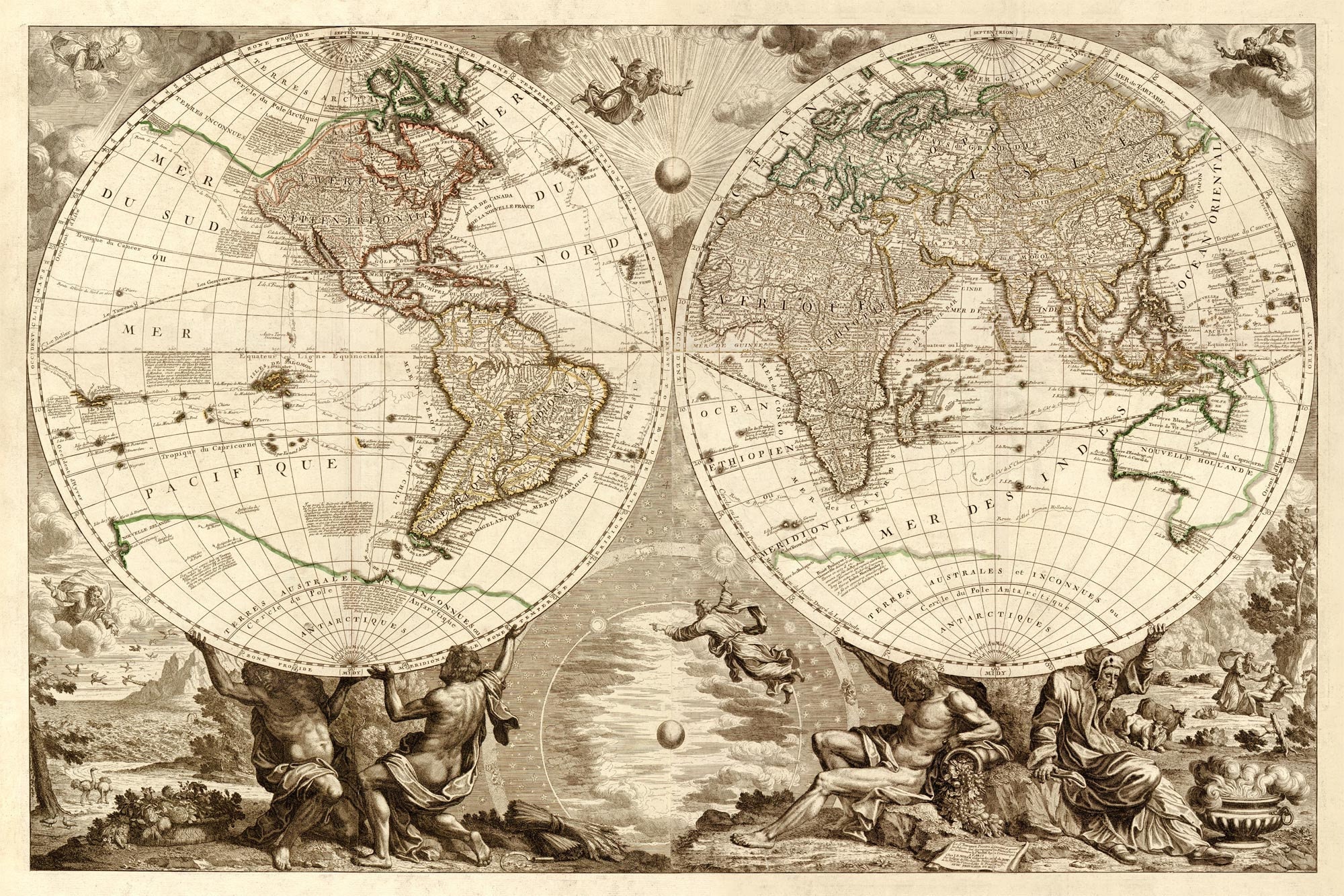 World Map 1708 Old Map of the World in High Resolution Prints | Etsy