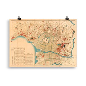 Tokyo Map 1860 Vintage Map of Tokyo Japan in High Resolution | Etsy