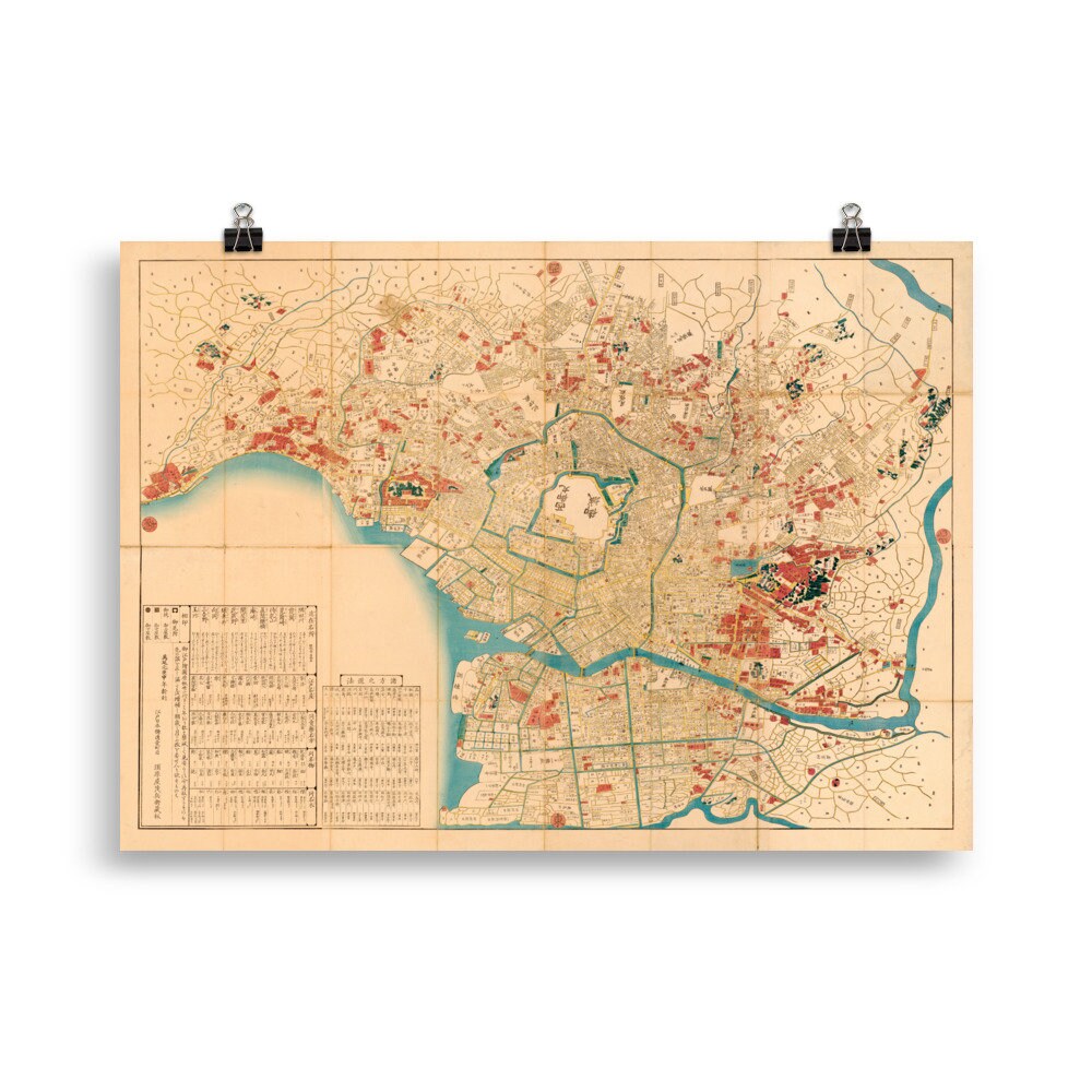 Tokyo Map 1860 Vintage Map of Tokyo Japan in High Resolution | Etsy