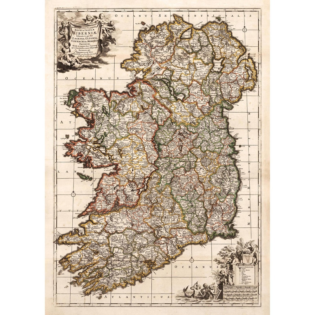 Ireland Map 1720, Old Map of Ireland in High Resolution Prints up to ...