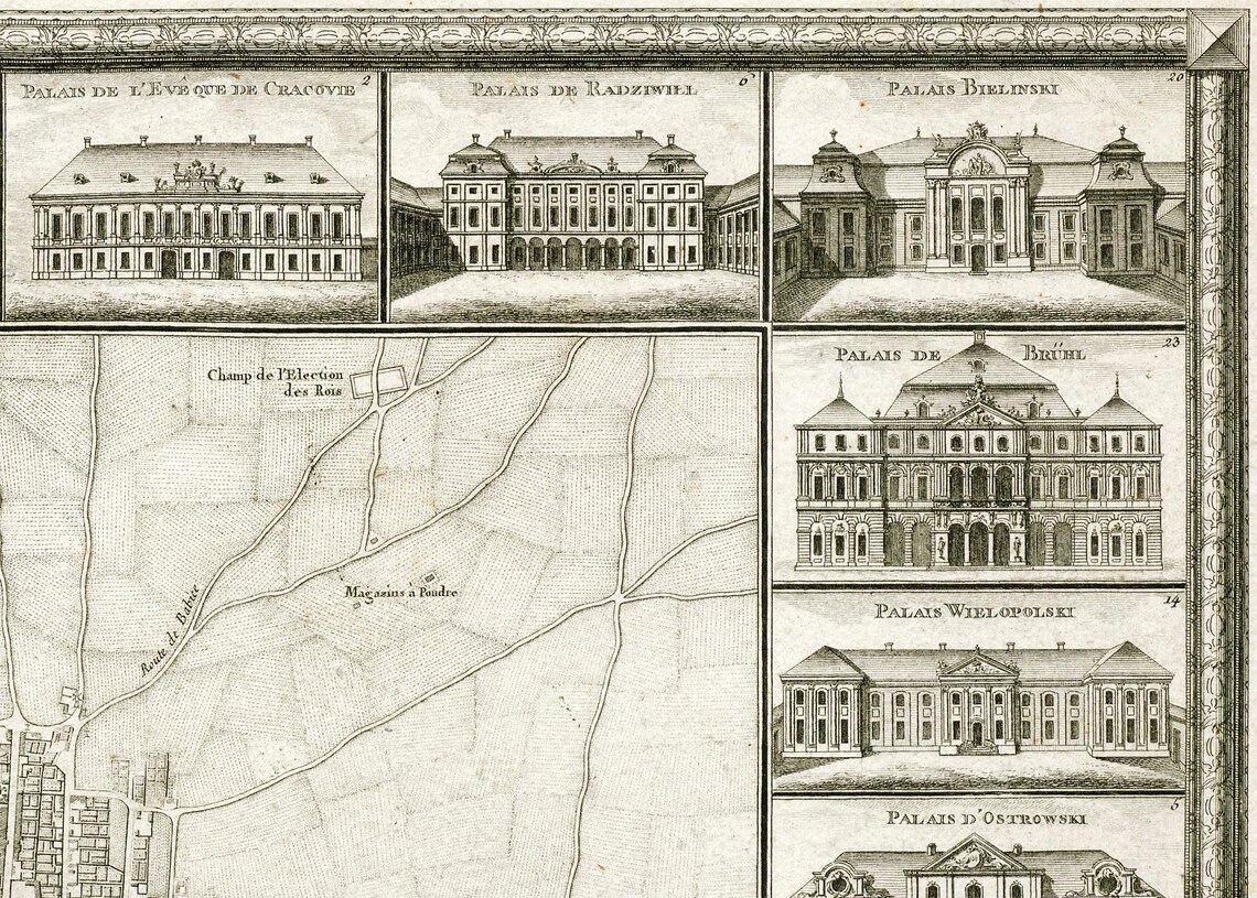 Warsaw Map 1772 Old Map of Warsaw Poland in High Resolution - Etsy