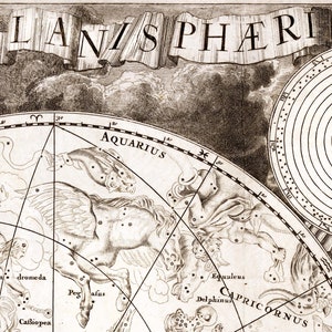 Old Sky Map With Zodiac Signs in 5 Sizes up to 60x40″ (150x100cm ...