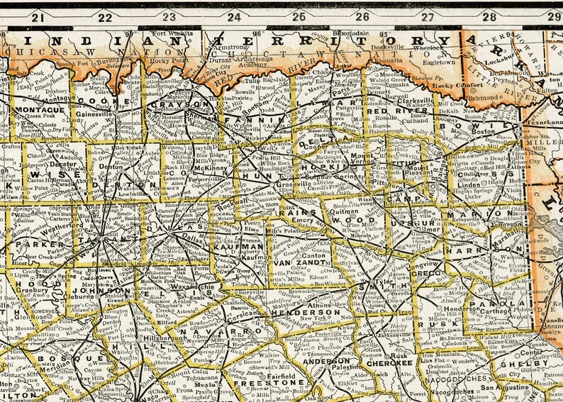 Texas State Map 1891 Vintage Map of Texas State in High | Etsy