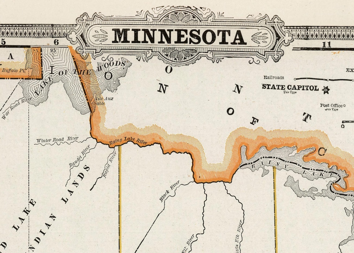 Minnesota State Map 1891, Old Map of Minnesota in High Resolution ...