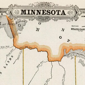 Minnesota State Map 1891, Old Map of Minnesota in High Resolution ...
