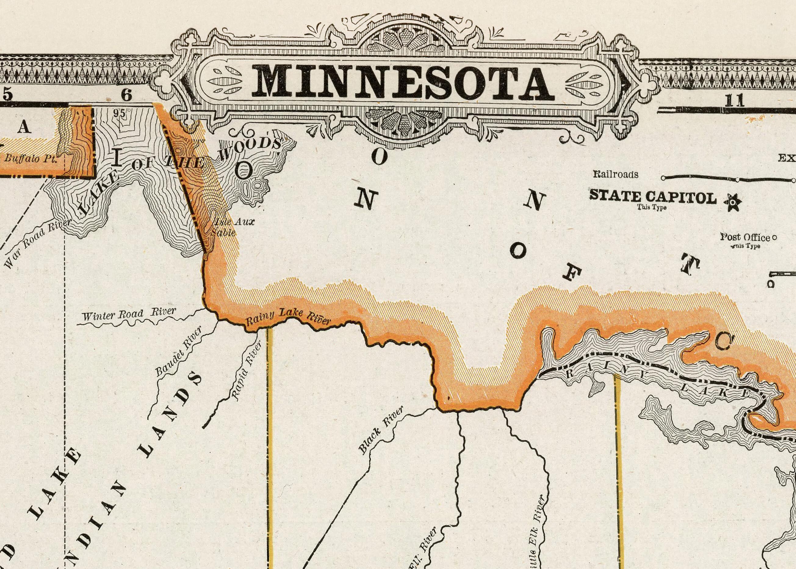 Minnesota State Map 1891, Old Map of Minnesota in High Resolution ...