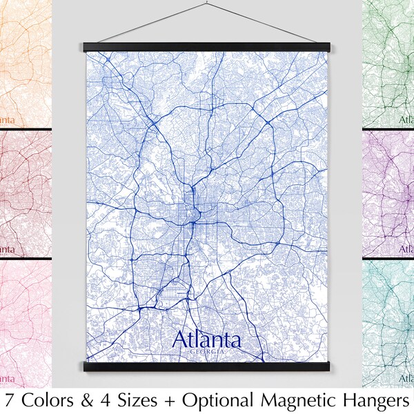 Atlanta Metro Map Wall Art - Etsy